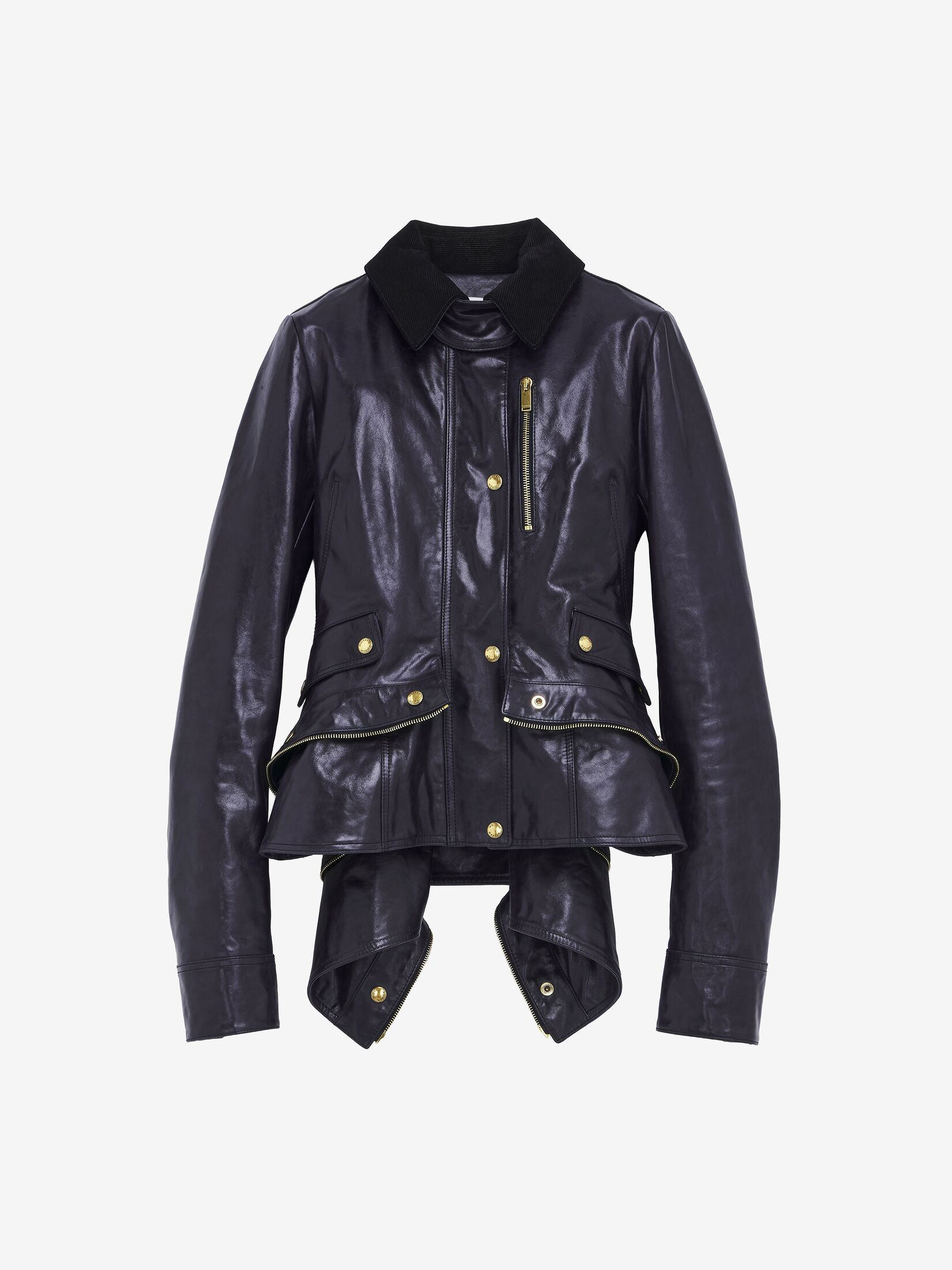 Women's Leather Kickback Jacket in Midnight Blue | Alexander McQueen GB