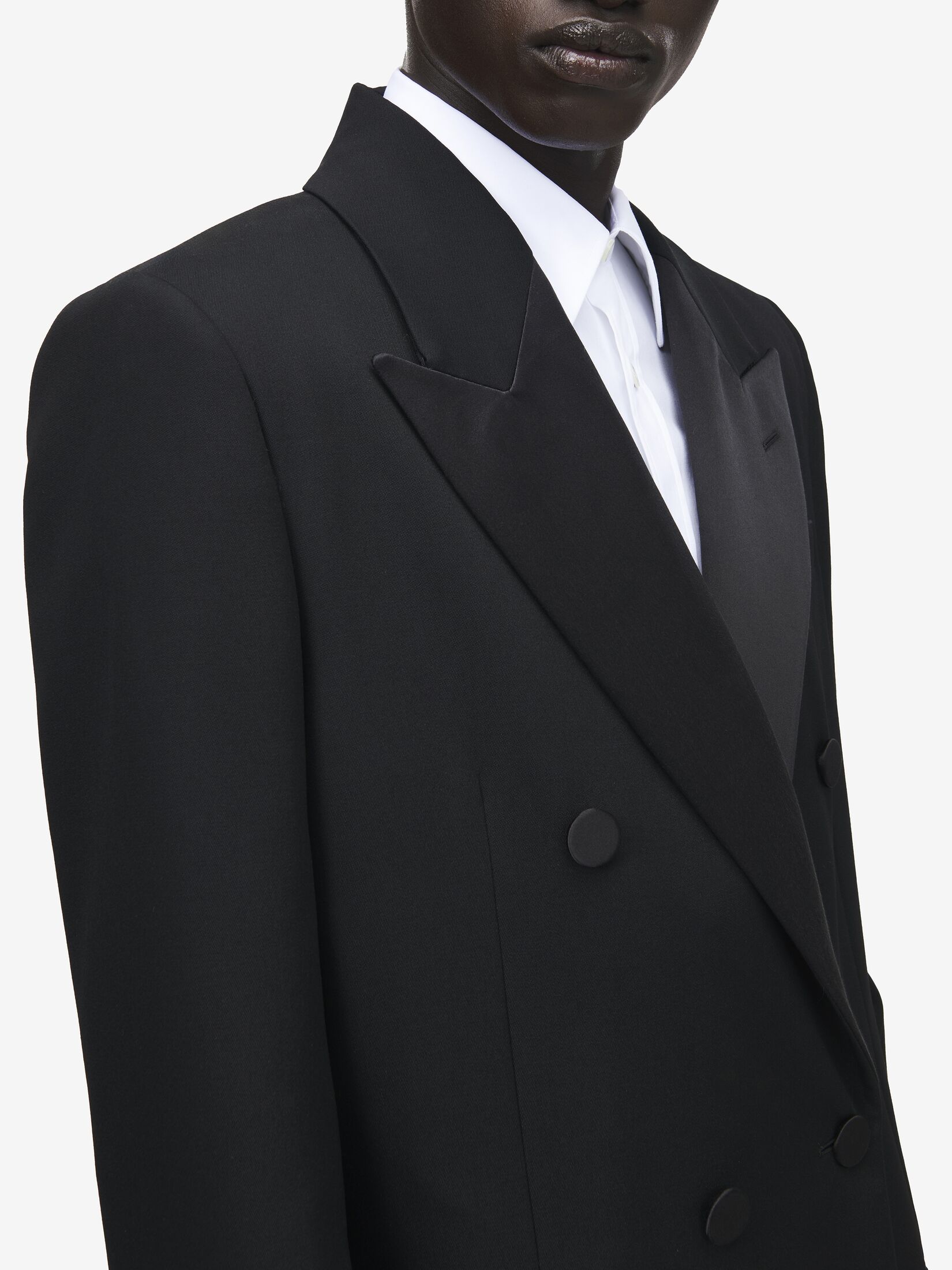 Men's Wool Felt Double-breasted Coat in Black | McQueen US
