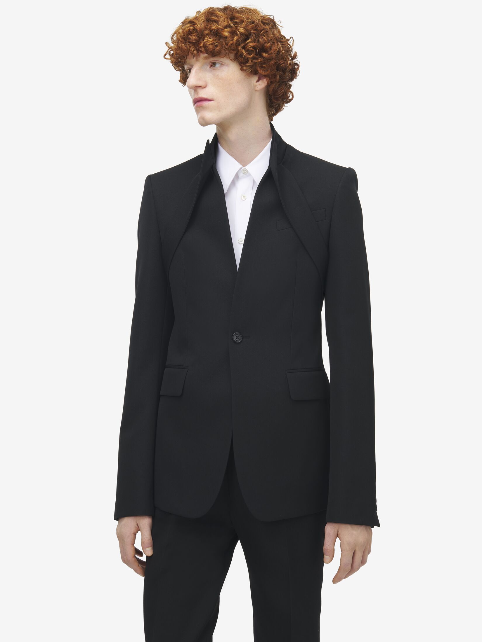 Men's Reverse Lapel Single-breasted Jacket in Black | Alexander McQueen US