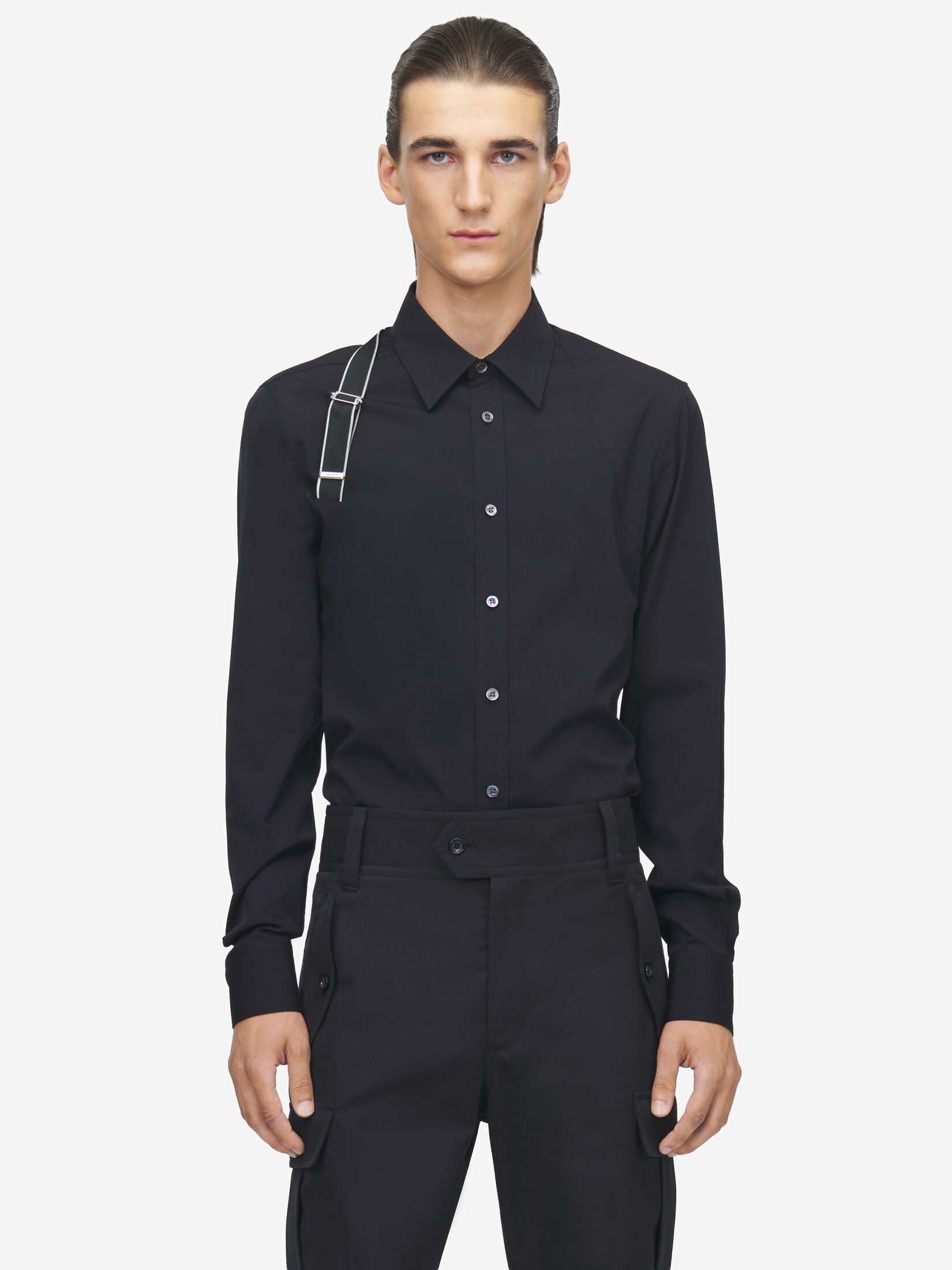 Men's McQueen Logo Harness Shirt in Black | Alexander McQueen US
