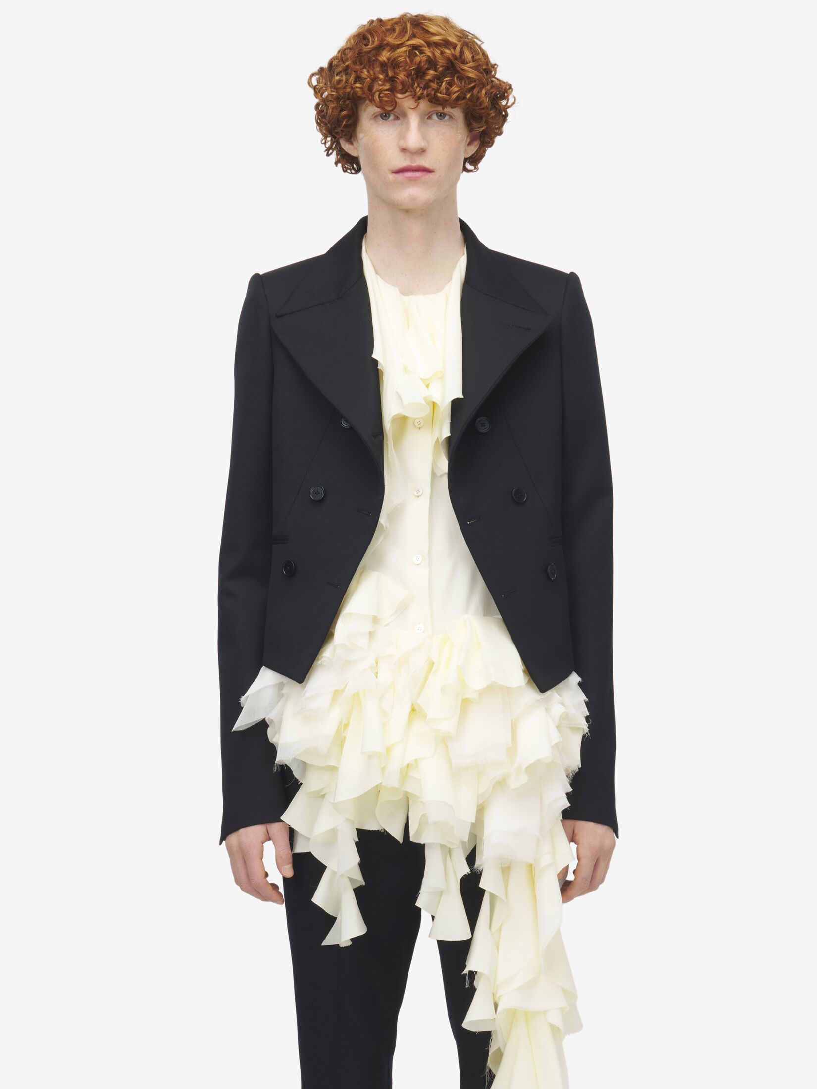 Men's Asymmetric Lapel Jacket in Black | Alexander McQueen US