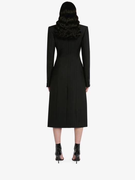 Slashed Double Breasted Tailored Coat In Black Alexander Mcqueen Us 