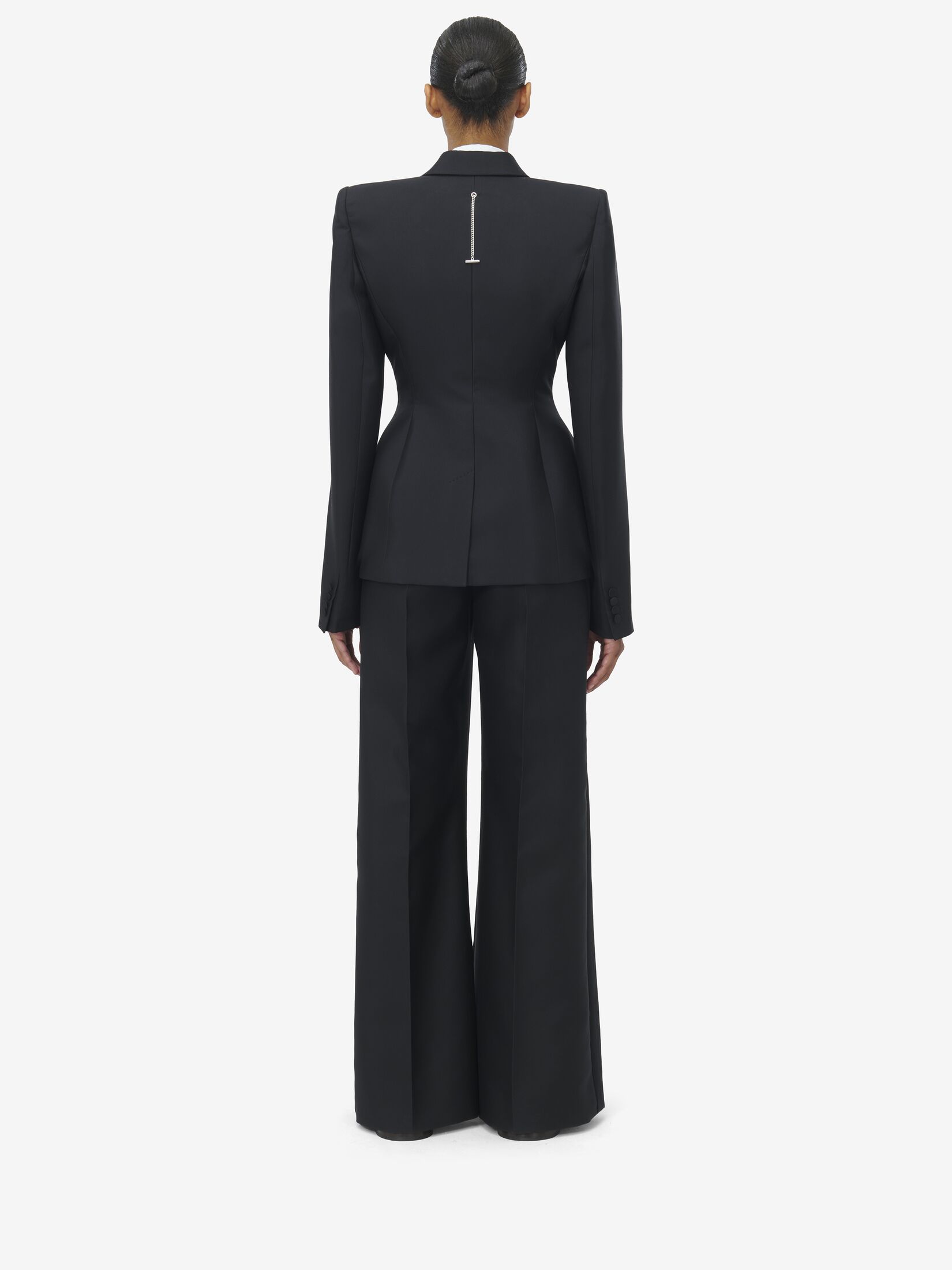 Women's Stacked Shoulder Double-breasted Jacket in Black | Alexander ...