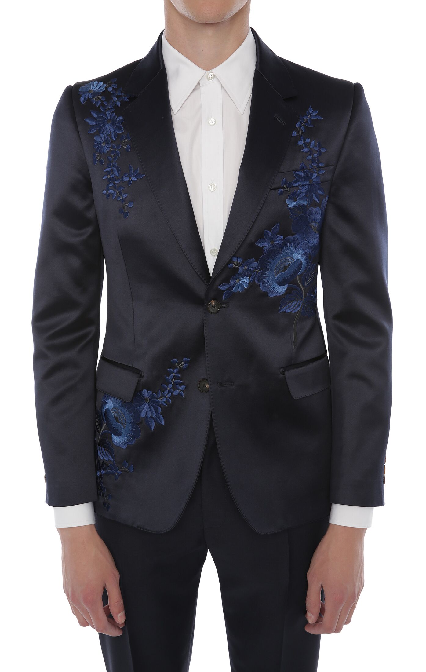 Single-breasted Jacket in Midnight Blue | Alexander McQueen US